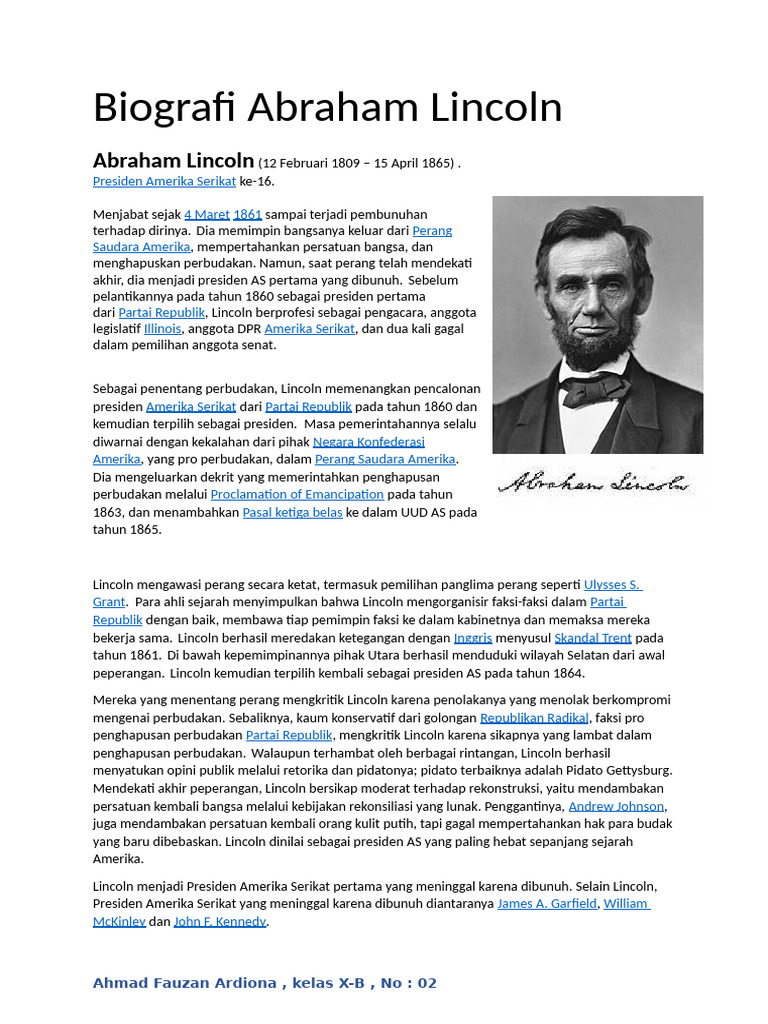 Biografi Abraham Lincoln | PDF