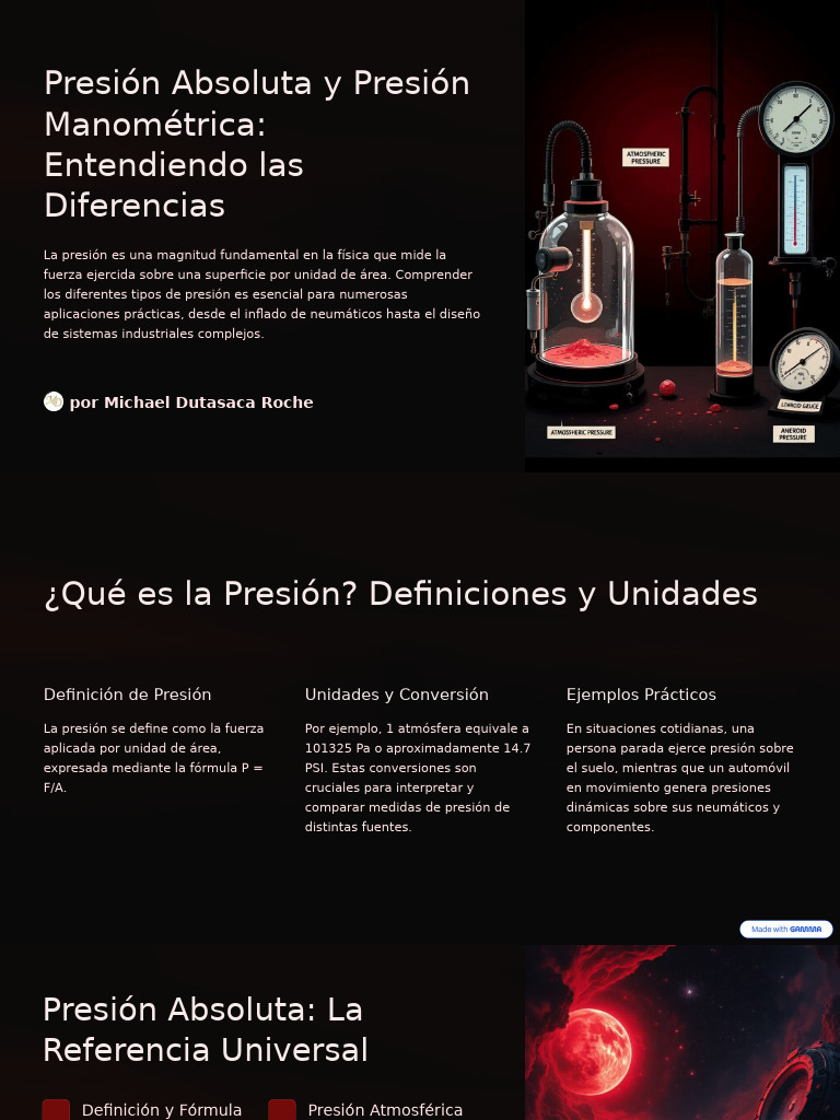 Diferencias entre Presión Absoluta y Manométrica | PDF | Presión | Vacío