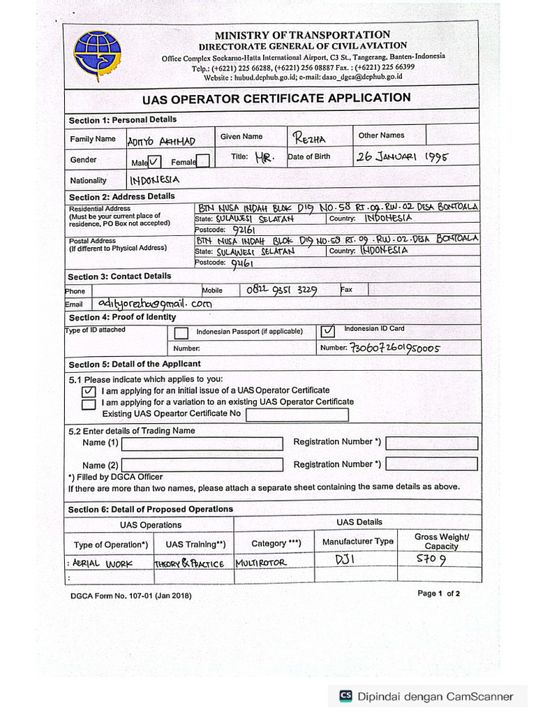 DGCA Form No. 107-01 | PDF
