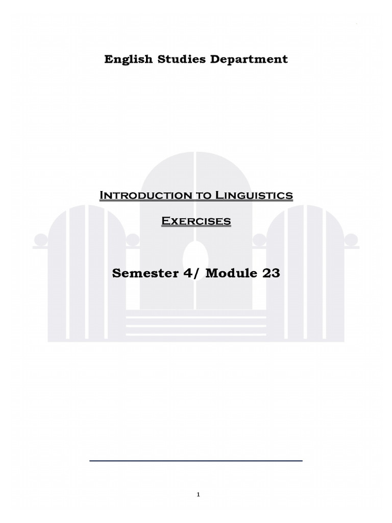 Exercises - Introduction To Linguistics | PDF