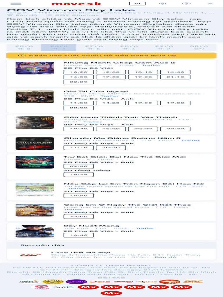 Rạp CGV Vincom Sky Lake - Lịch Chiếu, Giá Vé, Ưu Đãi | PDF