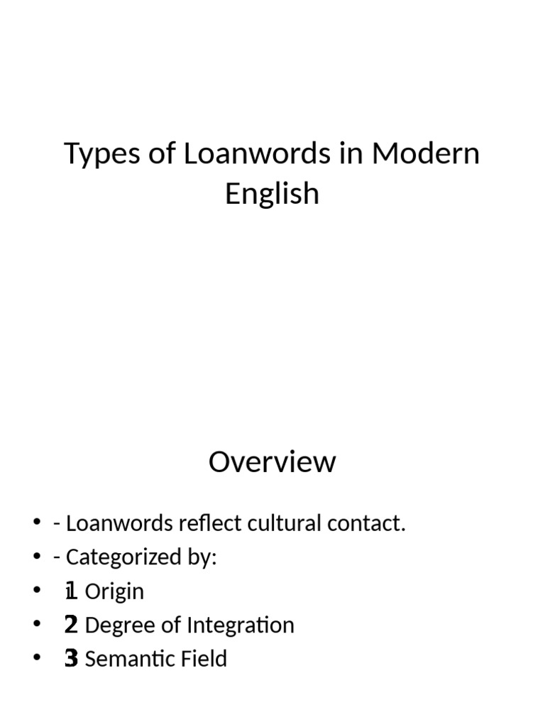 Types of Loanwords in English | PDF