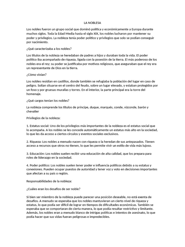 La Noblesa.. | PDF | Nobleza