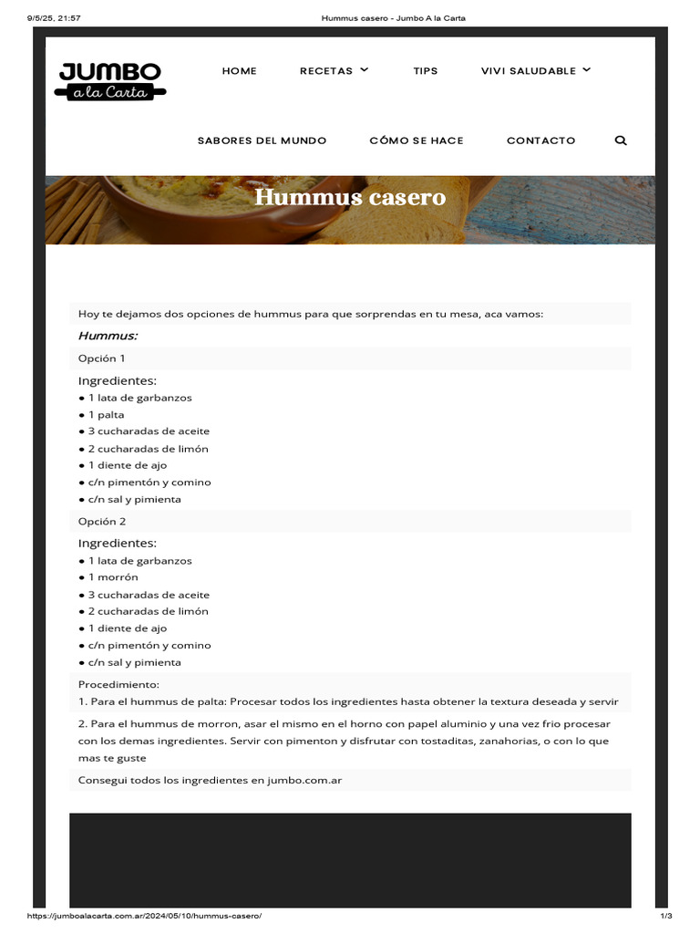 Hummus Casero | PDF