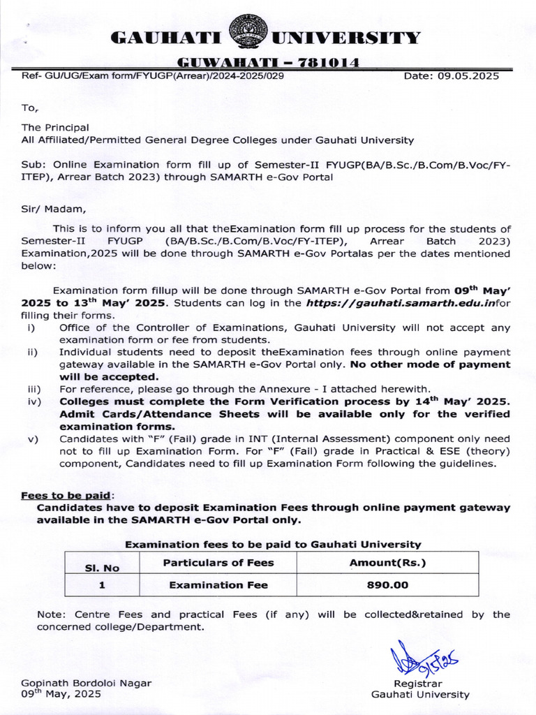 Online Examination Form Fillup Sem II FYUGP | PDF | Payments | Services (Economics)