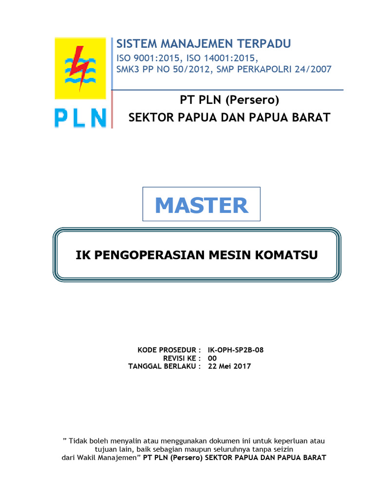 Panduan Pengoperasian Mesin Komatsu | PDF