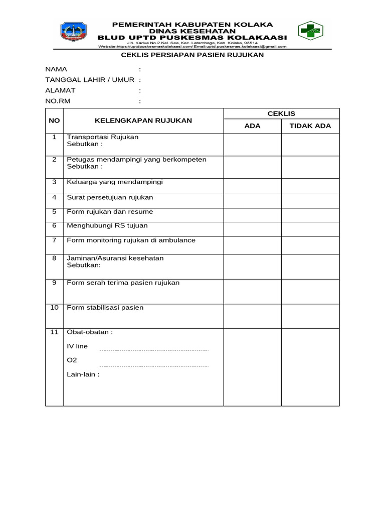 Sbar, Ceklis Rujukan, Monitoring Rujukan | PDF