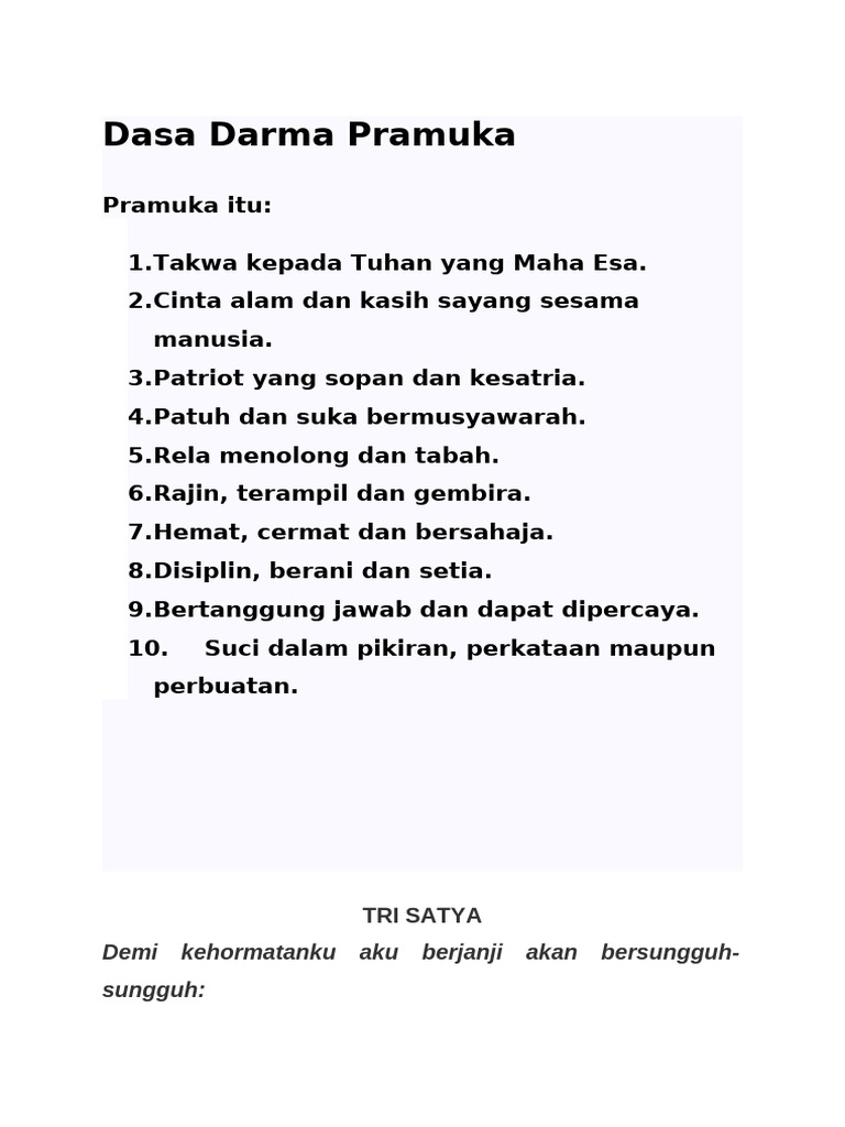 Dasa Darma Pramuka | PDF