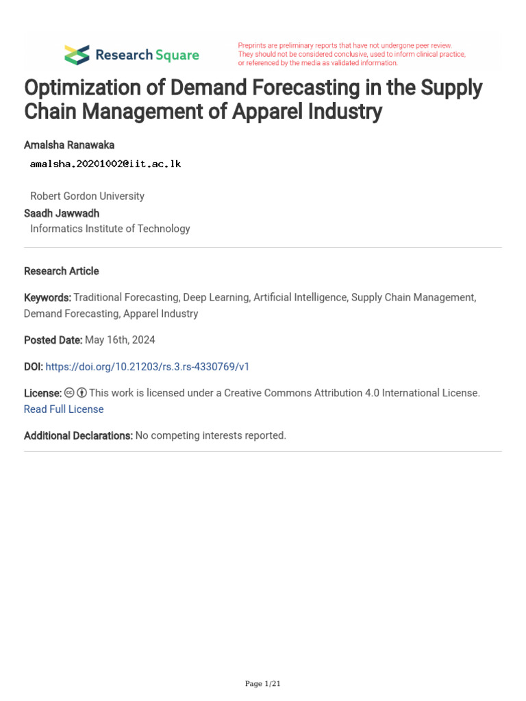 Optimization of Demand Forecasting in TH | PDF | Forecasting | Machine ...