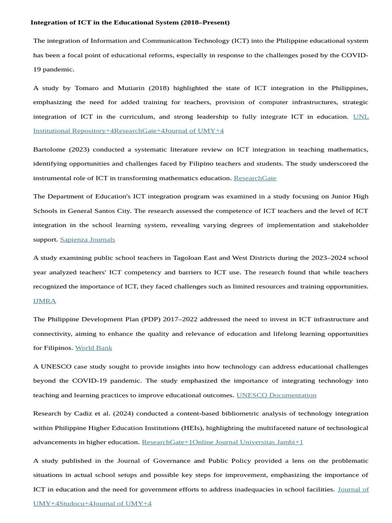 ICT Integration in Philippine Education | PDF | Information And ...