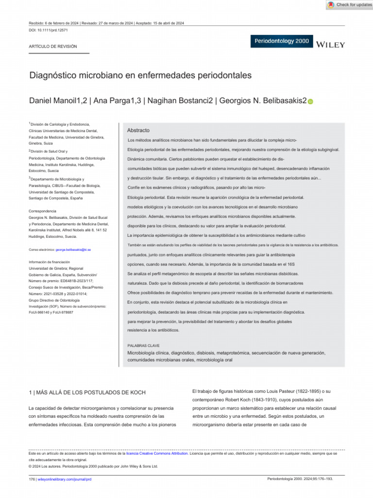 Periodontology 2000 - 2024 - Manoil - Microbial Diagnostics in ...