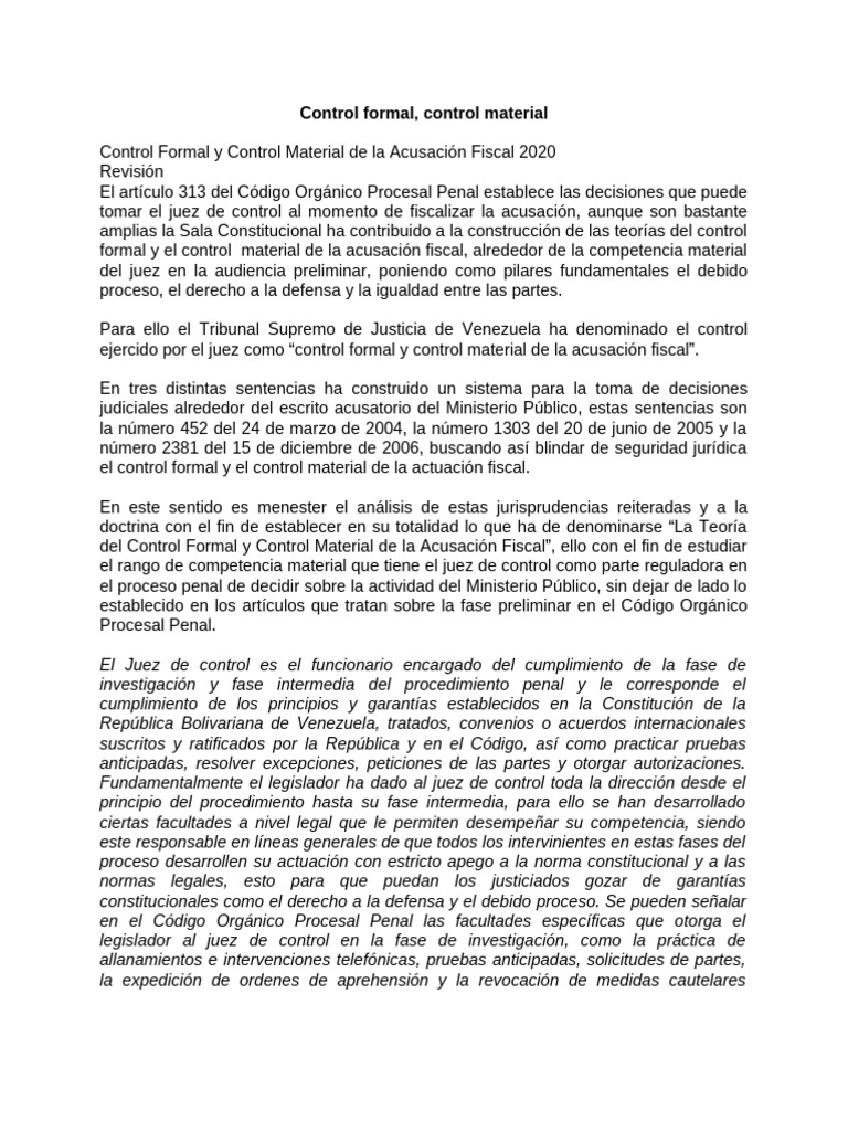 Control Formal, Control Material | PDF | Fiscal | Ley procesal