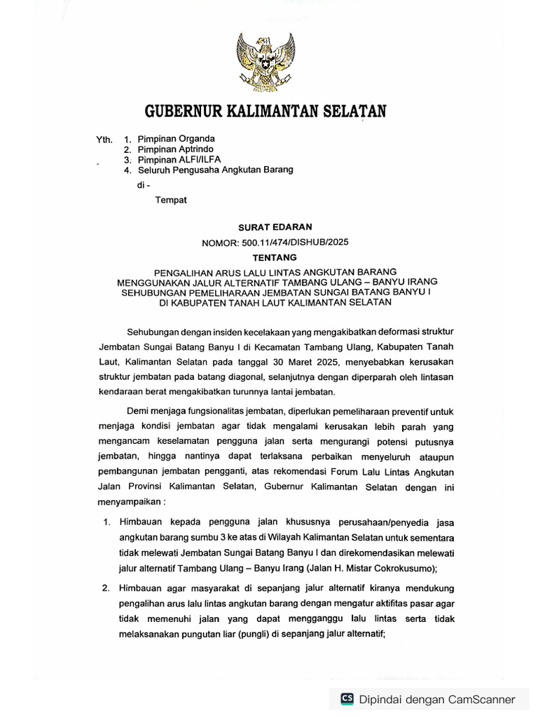 Surat Edaran Gubernur Kalimantan Selatan 2025 | PDF