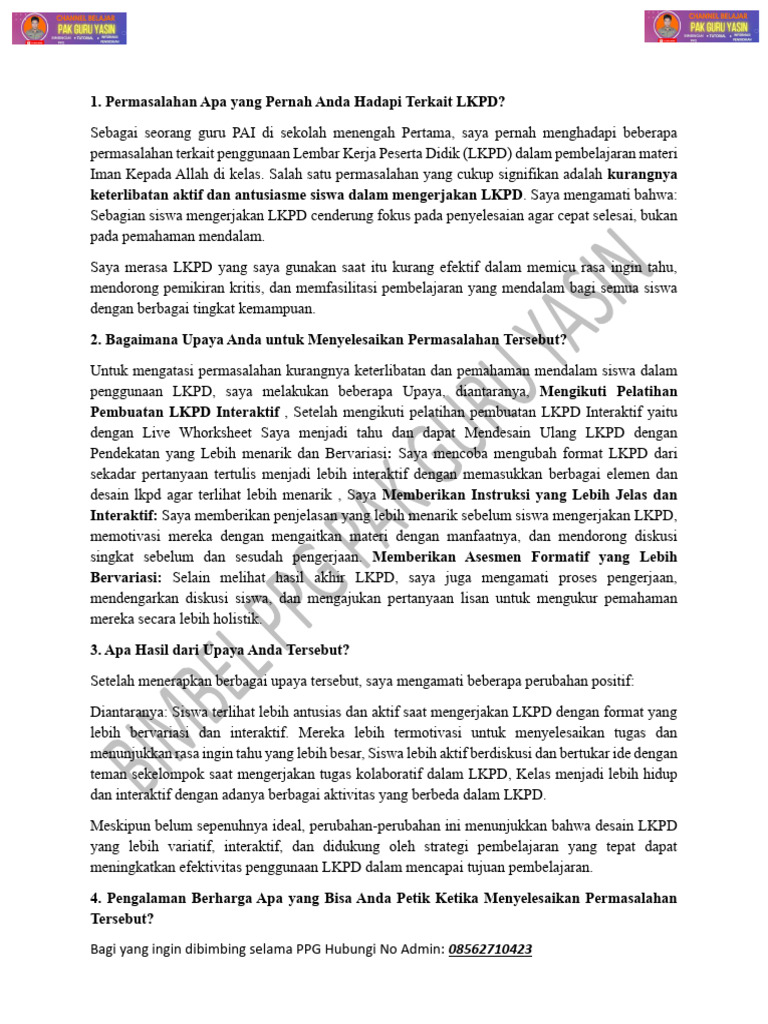 Studi Kasus LKPD PPG: Solusi dan Hasil | PDF