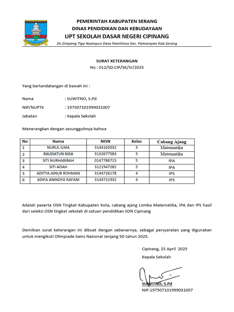 Surat Keterangan New | PDF