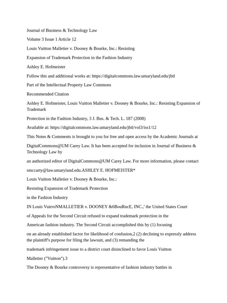 Trademark Protection in Fashion Law | PDF | Lanham Act | Trademark