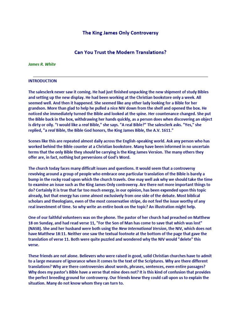 The King James Only Controversy | PDF | King James Version | New Testament