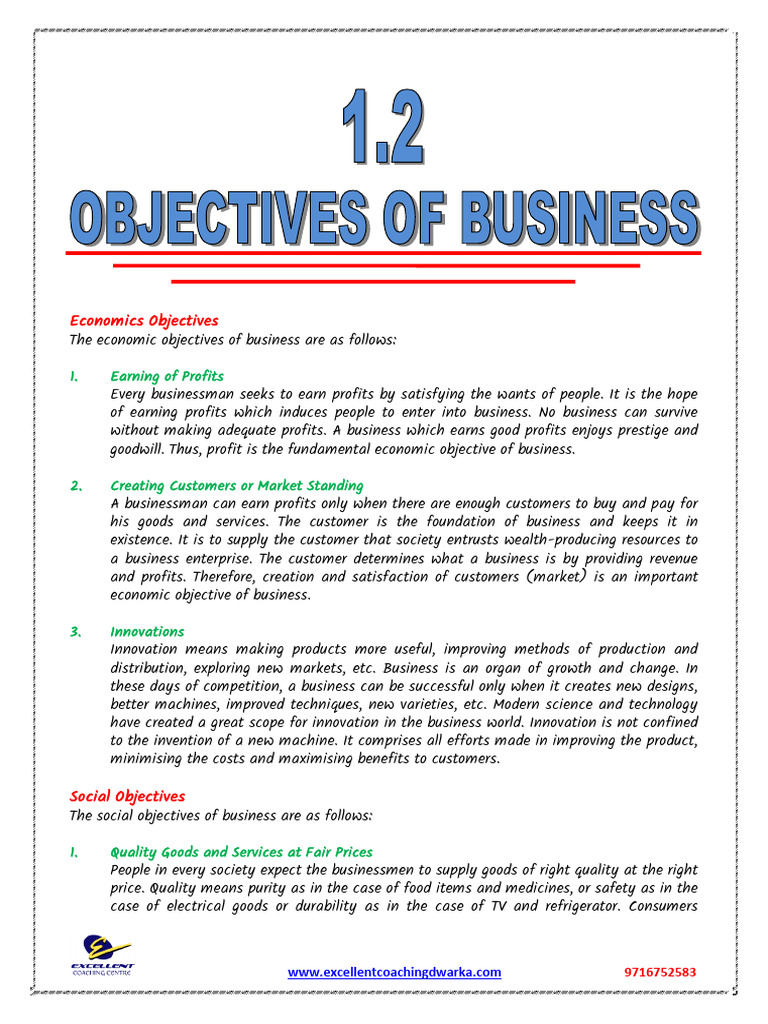 Economic and Social Objectives of Business | PDF | Employment | Profit ...