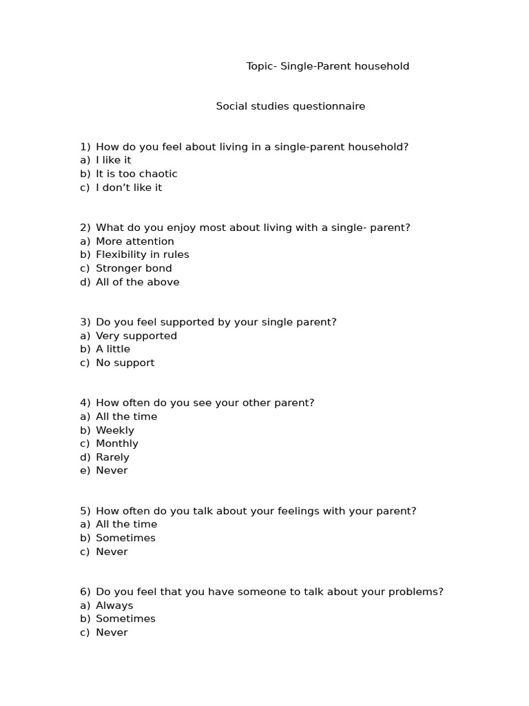 Social Studies Questionnaire | PDF