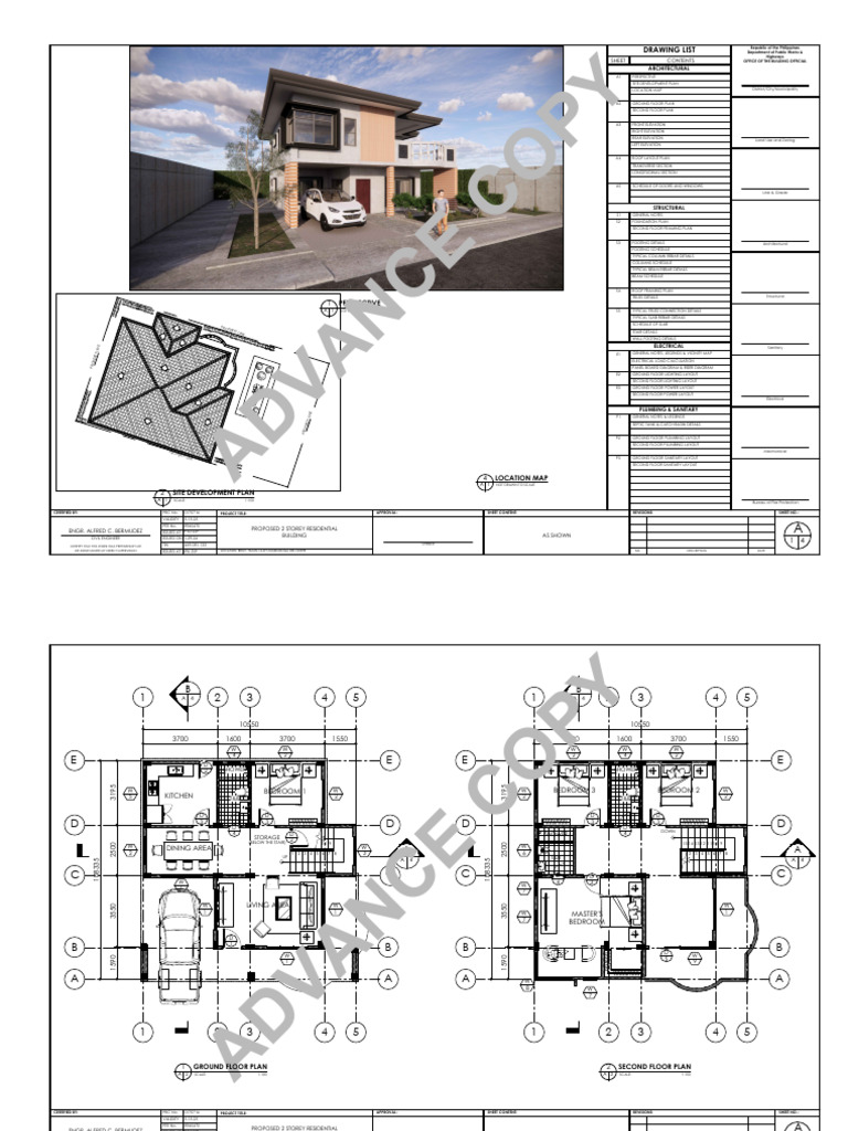 Working Plan 2 Storey Residential Buildin - Advance | PDF | Architectural Elements | Structural ...
