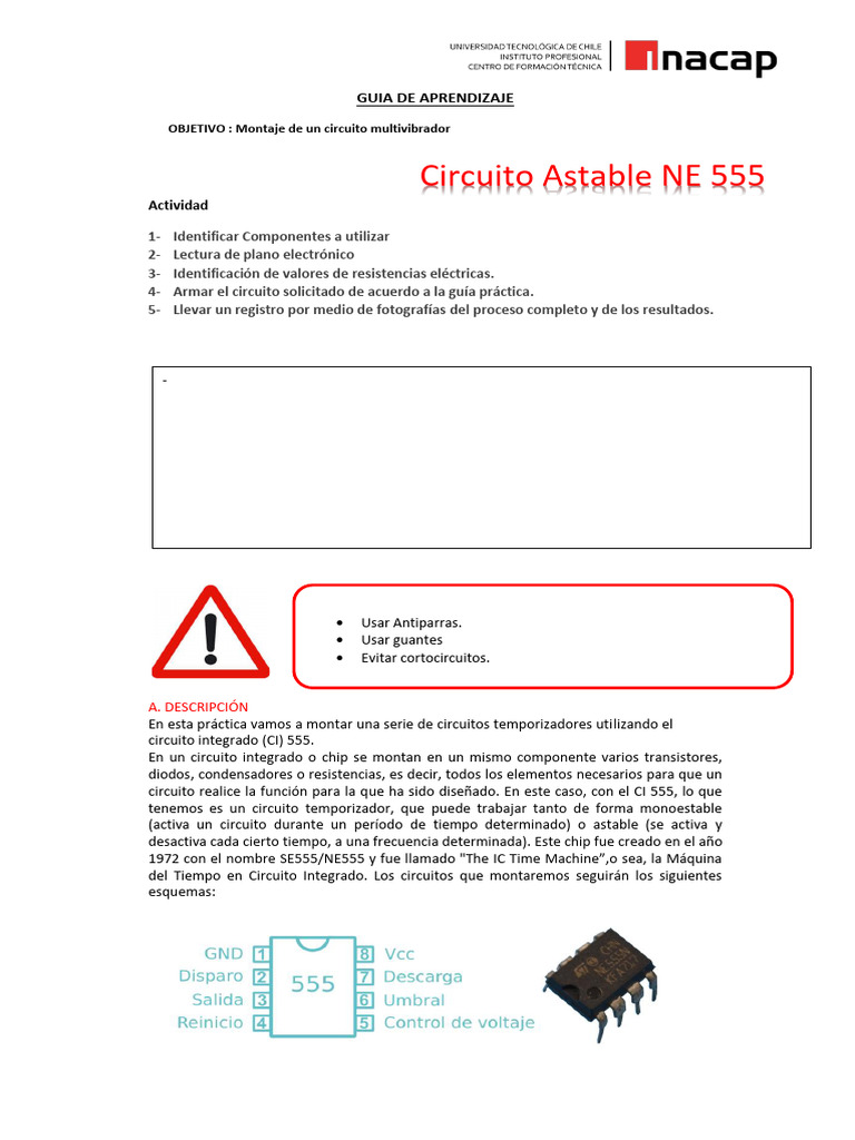 Circuito Astable 555 | PDF | Red eléctrica | Circuito integrado