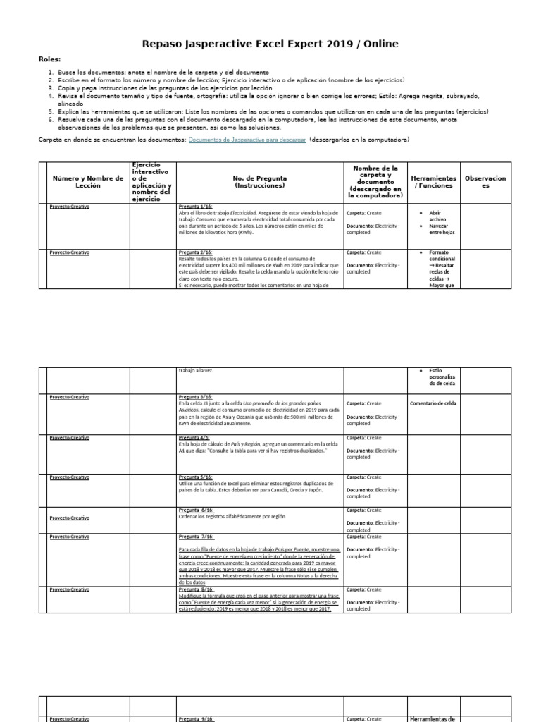 Repaso Jasperactive - 5to Bach E - Examen Creativo y Resumen de Evaluación | PDF | Hoja de cálculo