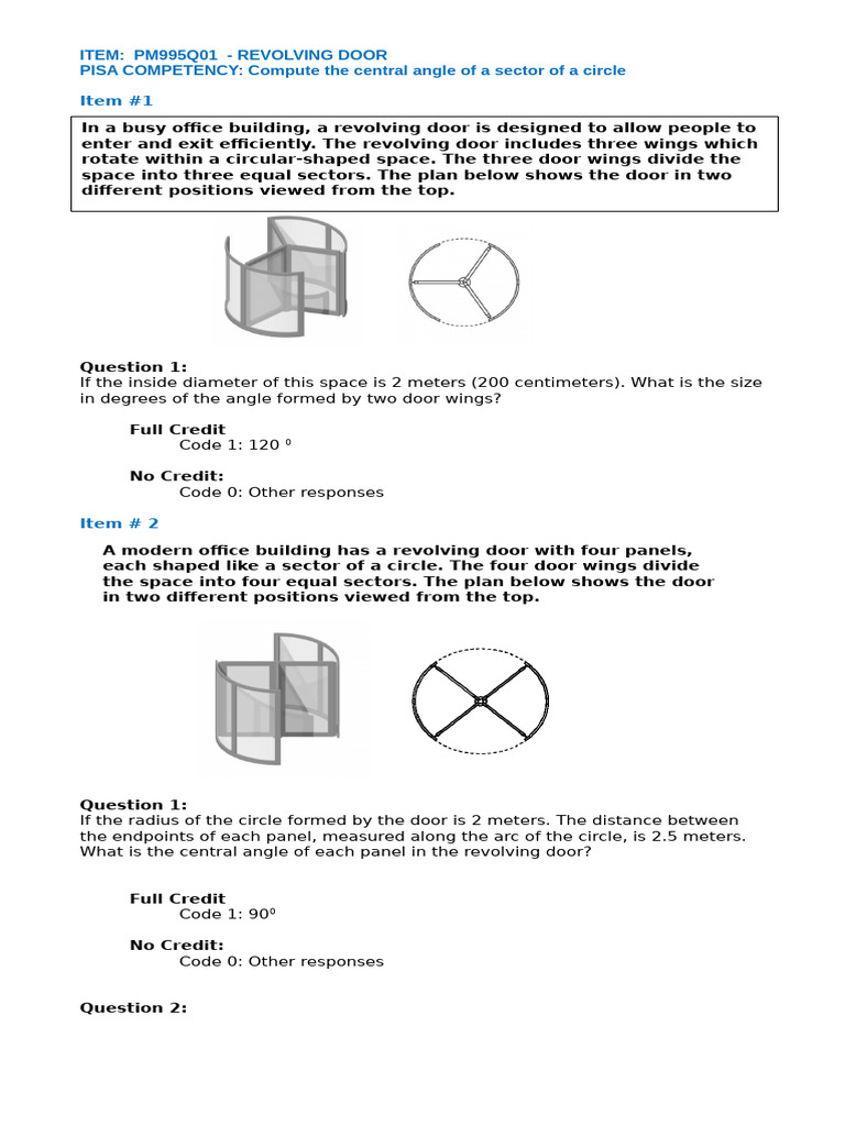 Central Angle Calculations for Revolving Doors | PDF