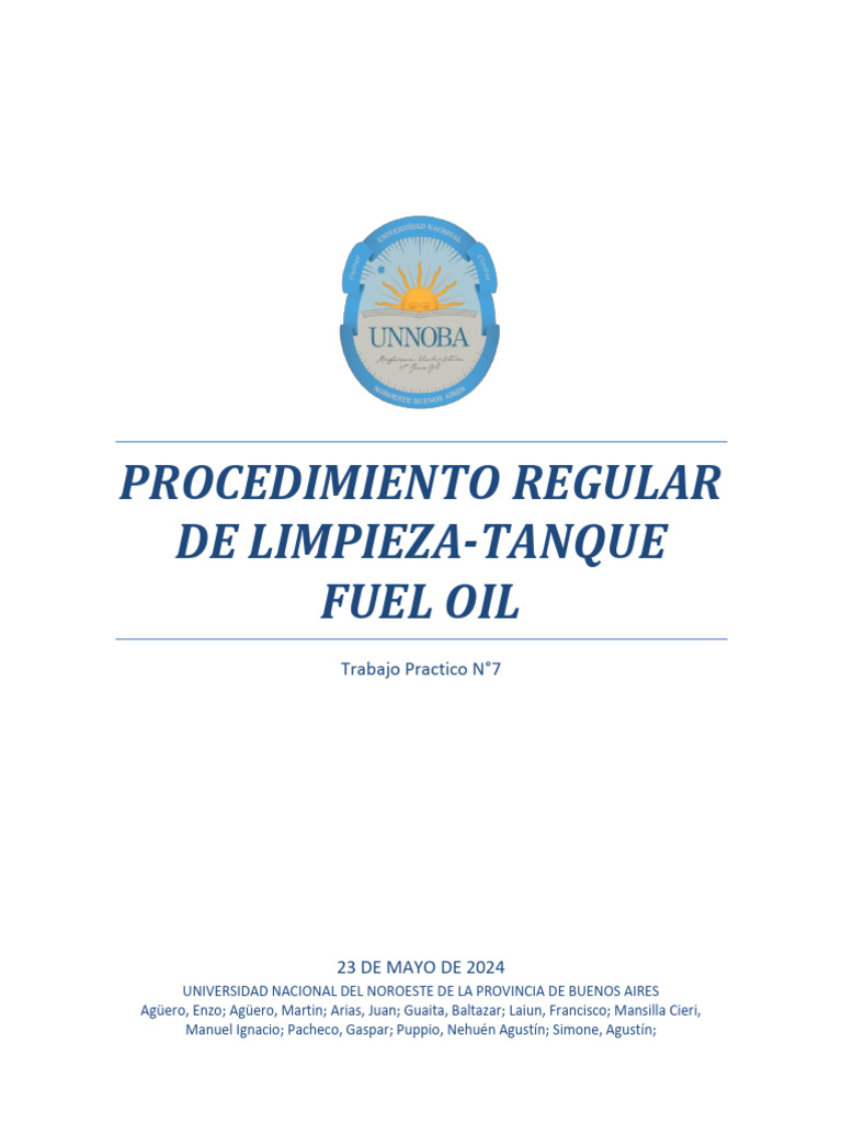 7 - Trabajo Práctico Procedimiento Limpieza de Tanque | PDF | Seguridad y salud ocupacional ...
