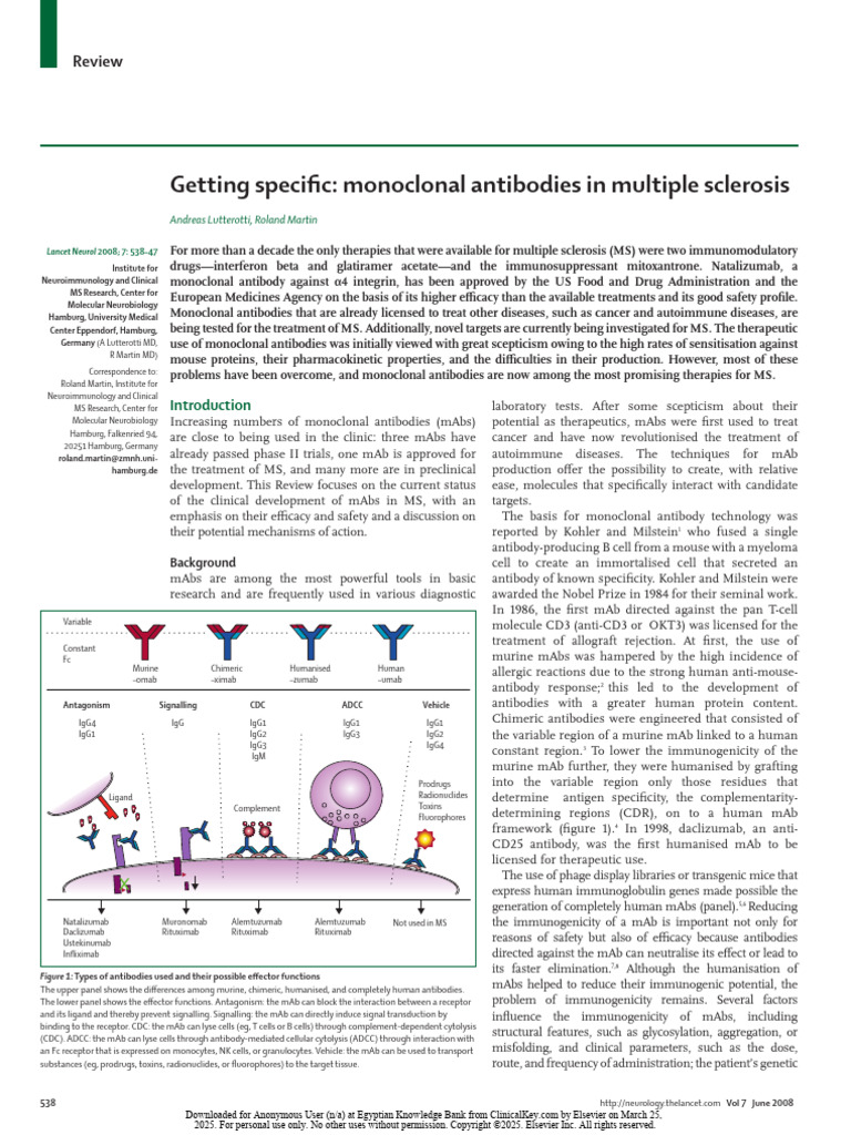 Getting Specific Monoclonal Antibodies in Multiple Sclerosis | PDF ...