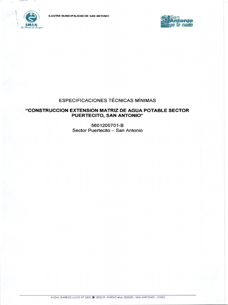 Eett Construcción Extensión Matriz de Agua Potable | PDF