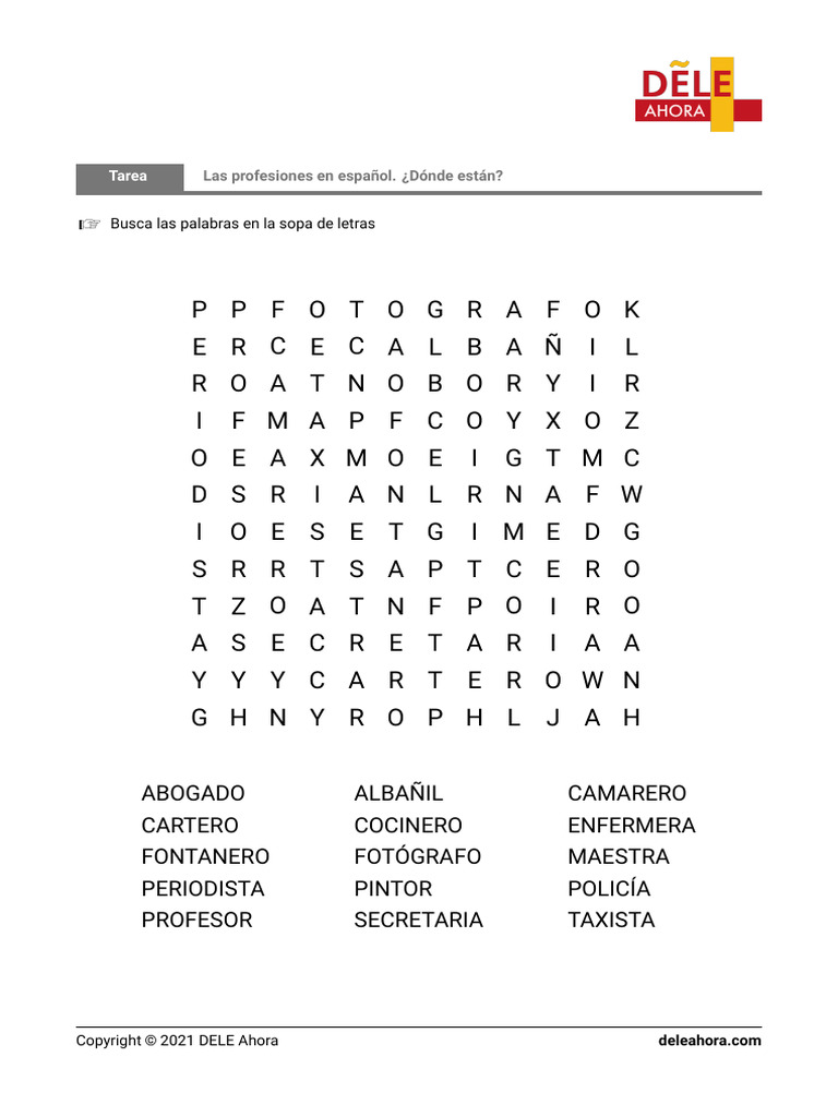 Las Profesiones en Espanol Donde Estan | PDF