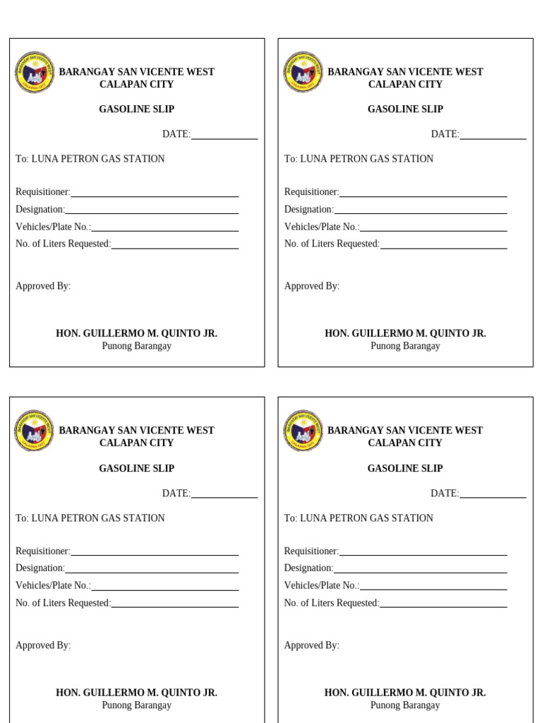 Gas Slip | PDF