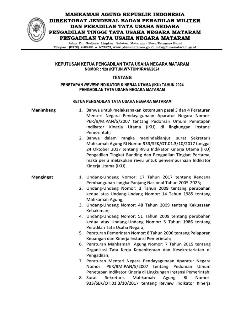 SK Penetapan Reviu Iku | PDF