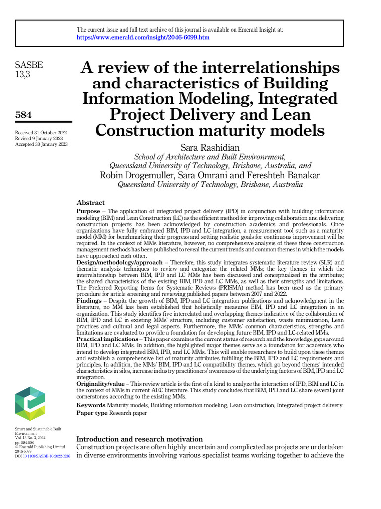 Integrated Project Delivery and Lean Construction Maturity Models | PDF ...