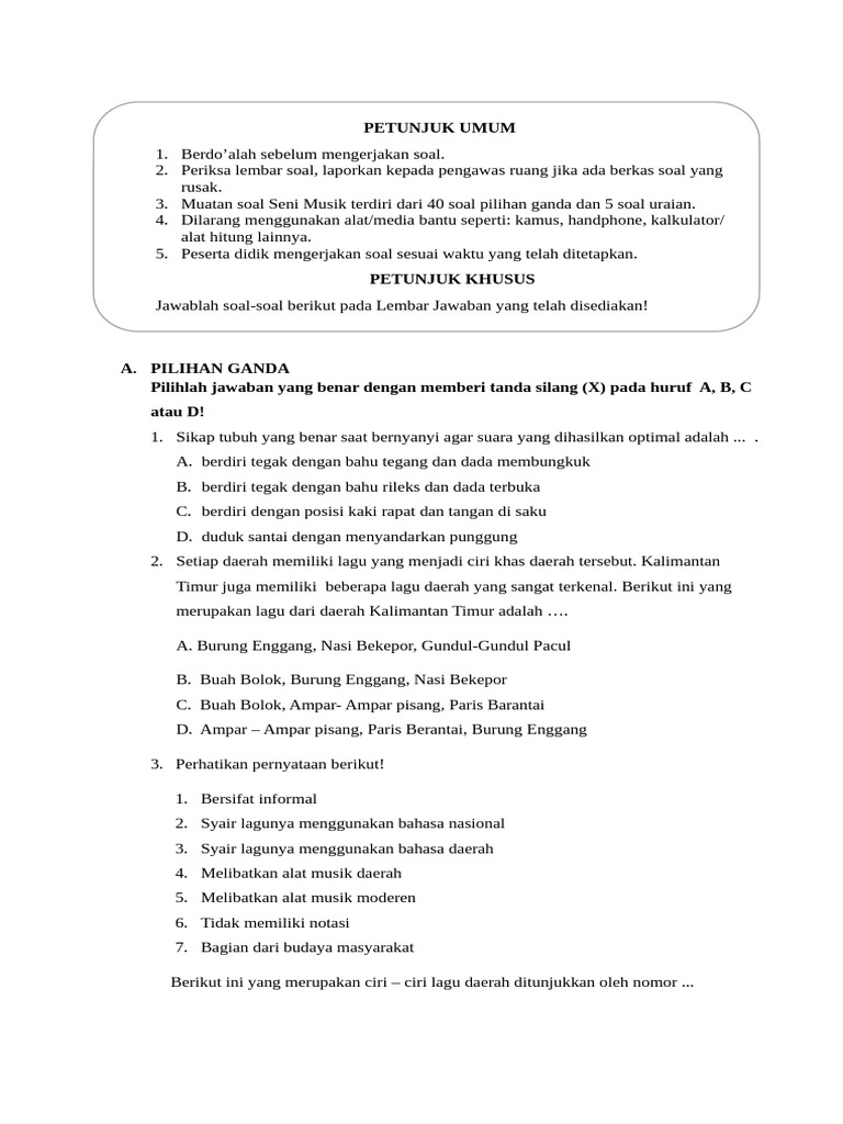 Naskah Soal Seni Musik 2025 | PDF