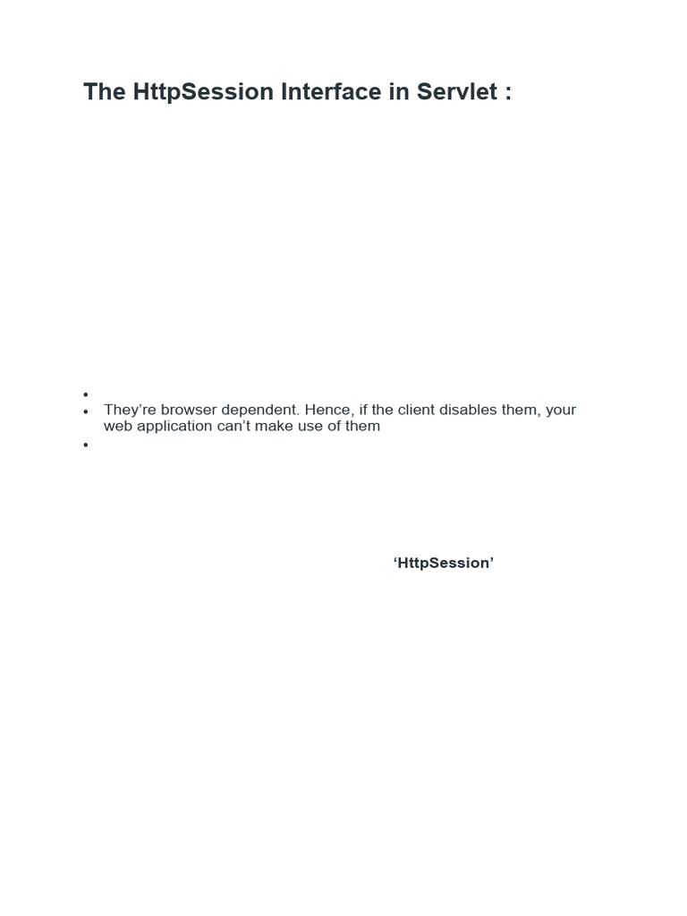 The HttpSession Interface in Servlet | PDF | Http Cookie | Information Technology