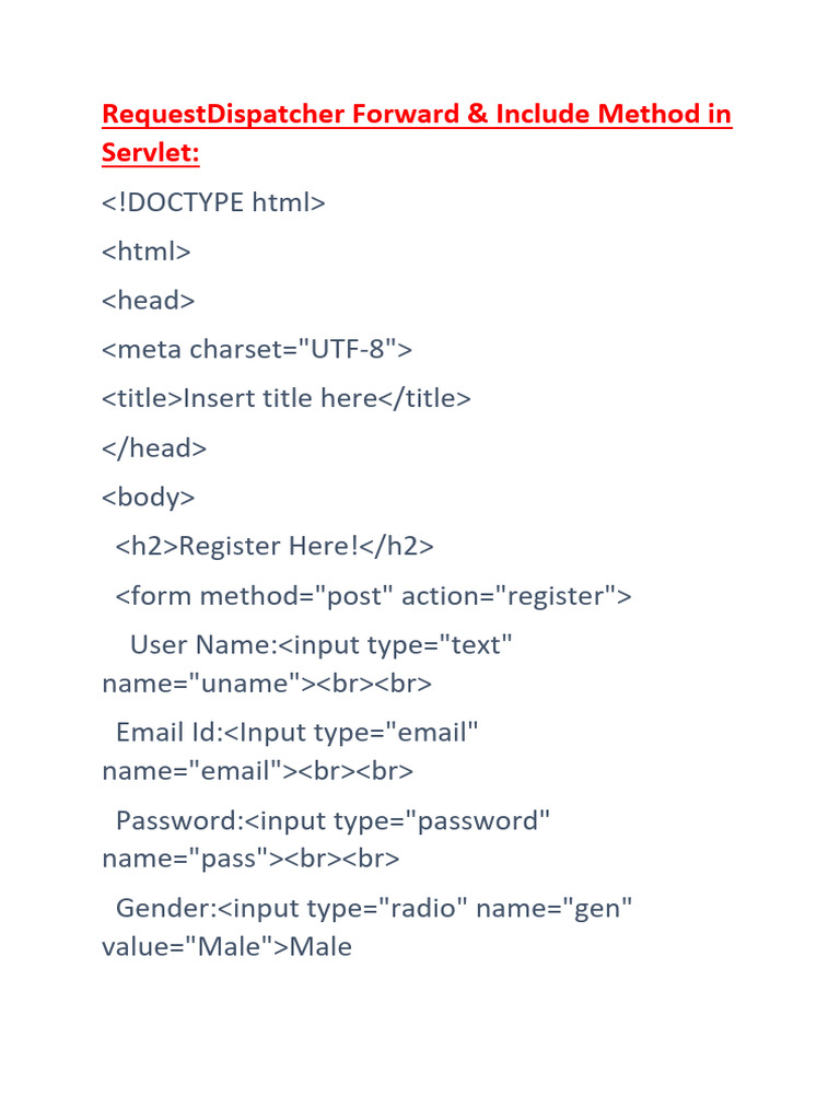 RequestDispatcher Forward & Include Method in Servlet | PDF | World Wide Web | Internet & Web