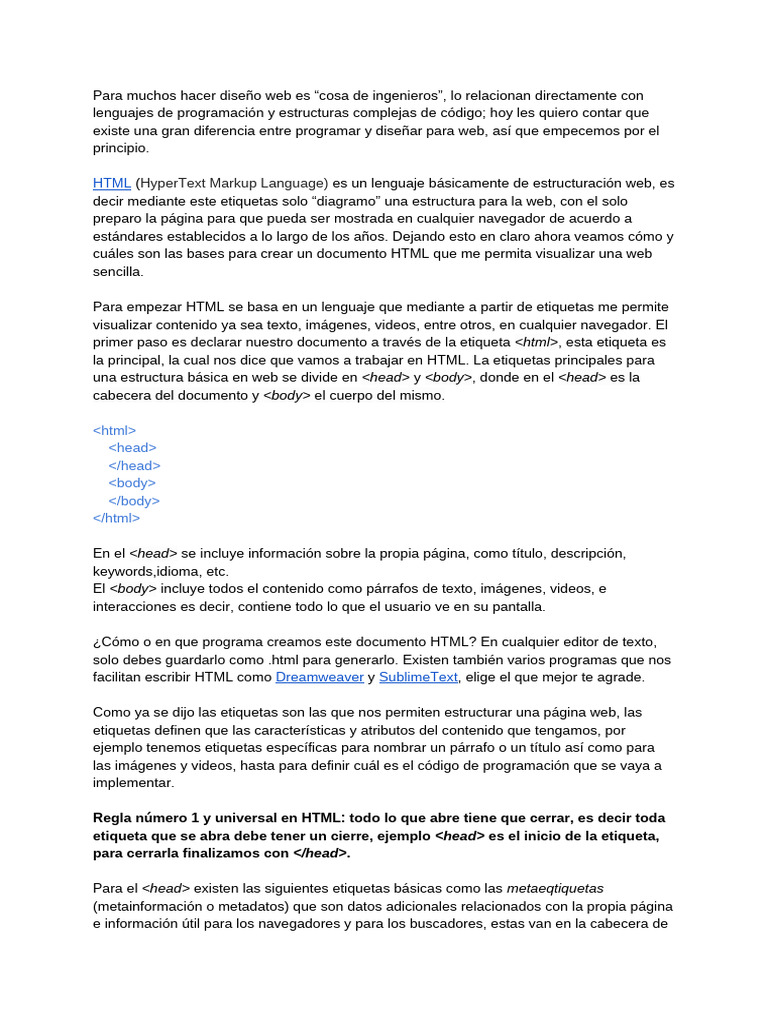 Estrucura Básica para Web | PDF | HTML | Red mundial