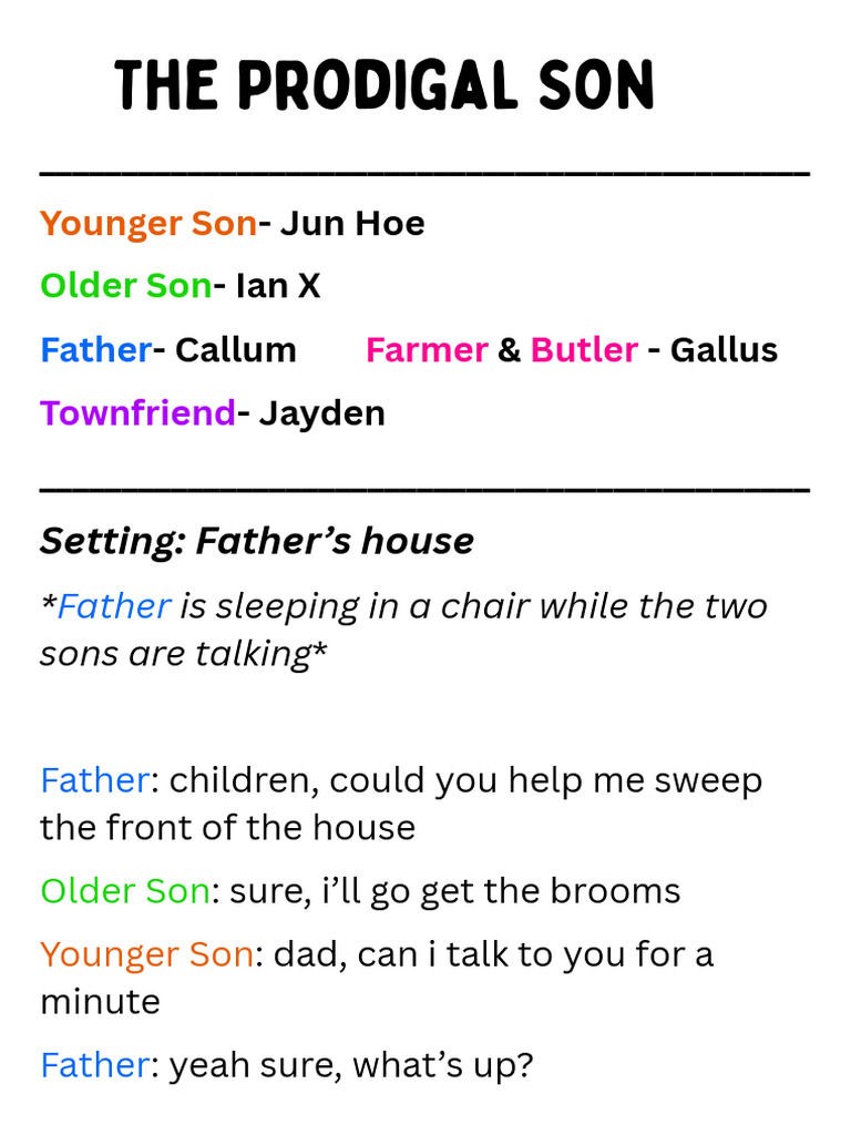 The Prodigal Son- Skit Script | PDF