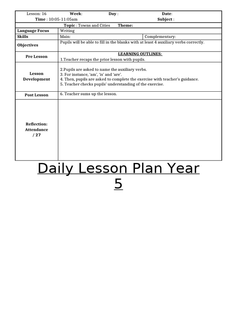 Daily Lesson Plan Year 5 | PDF