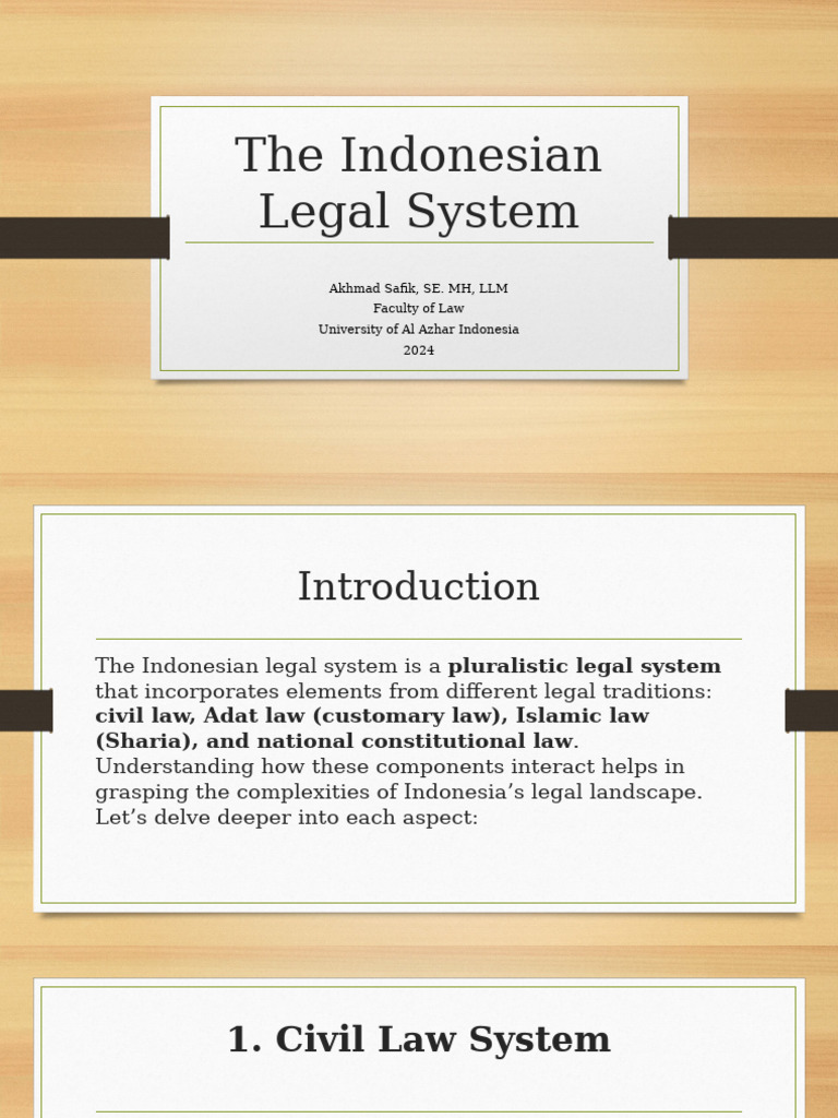 Week - Three On The Indonesian Legal System | PDF | Civil Law (Legal ...