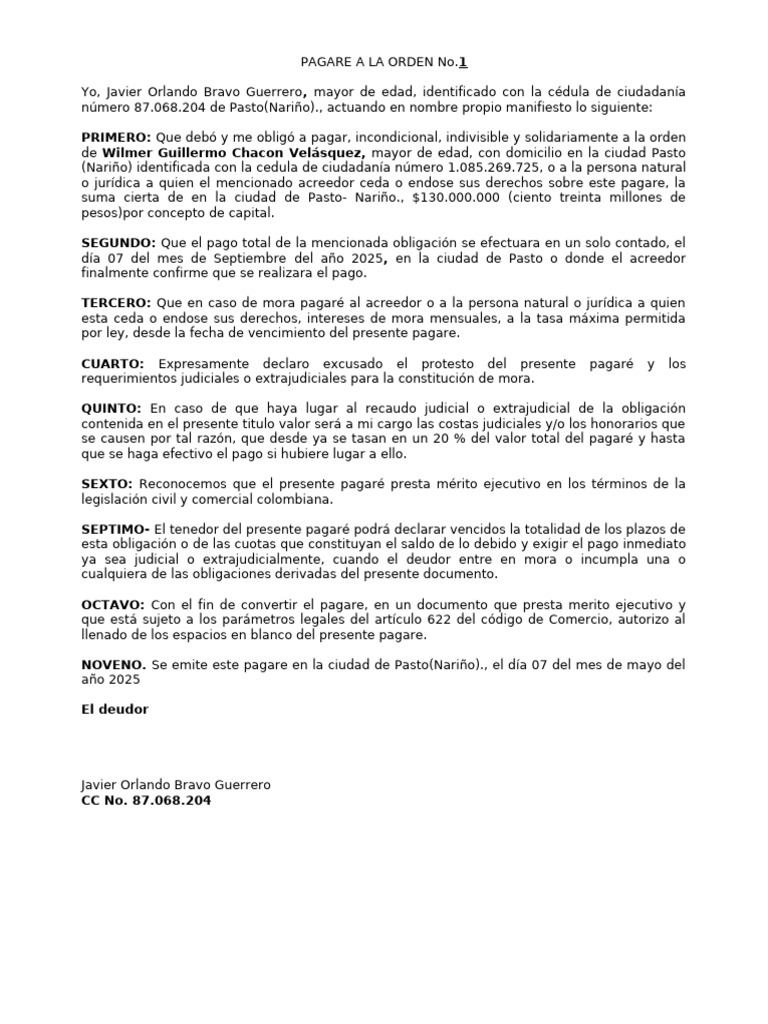 Pagare A La Orden | PDF