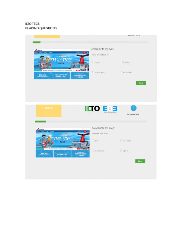 Ilto Tecs Reading Practice | PDF