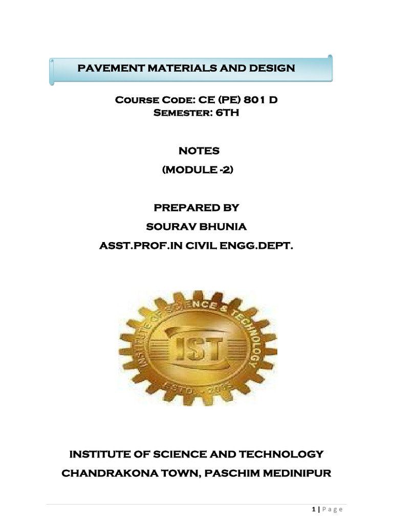 Module 2 - Study Material - Pavement Materials and Design | PDF | Cement | Lime (Material)