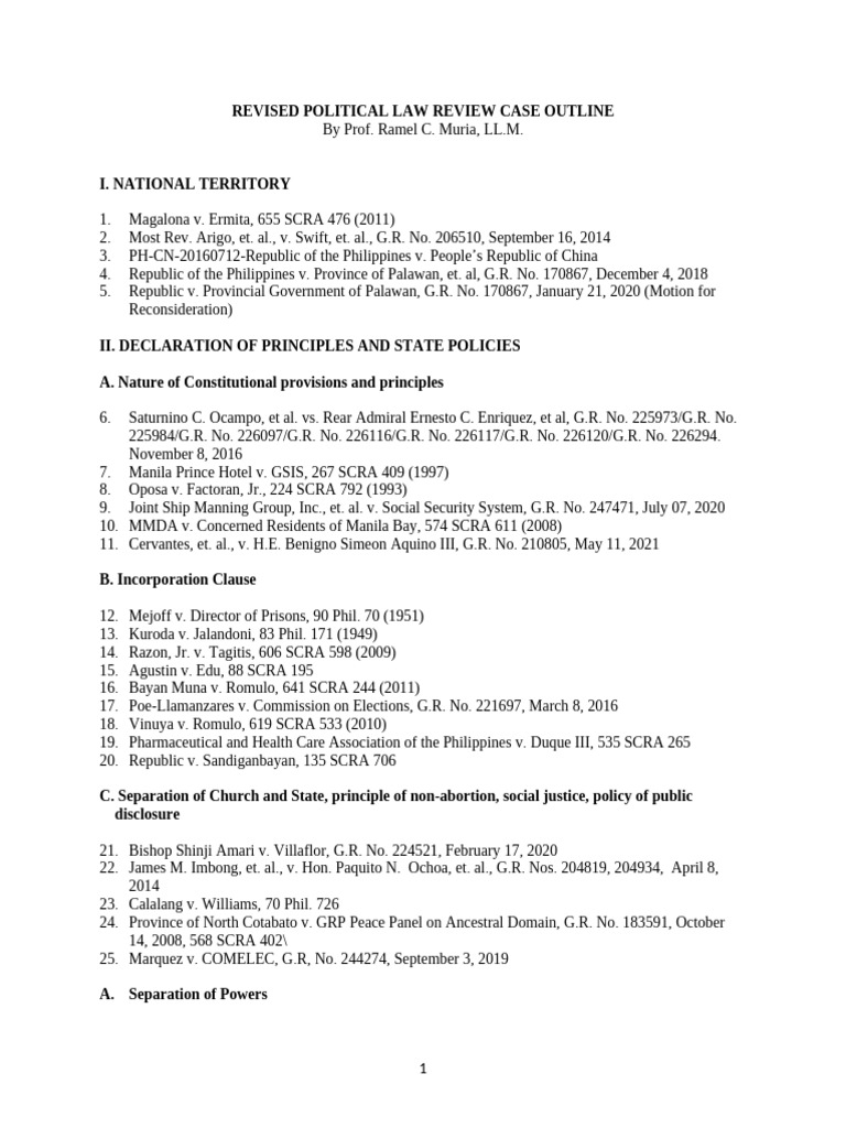 2025 Case Syllabus in Constitutional Law 1 | PDF | Commission On ...