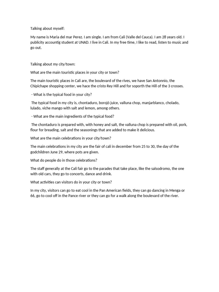 Talking About Myself Desarrollo | PDF