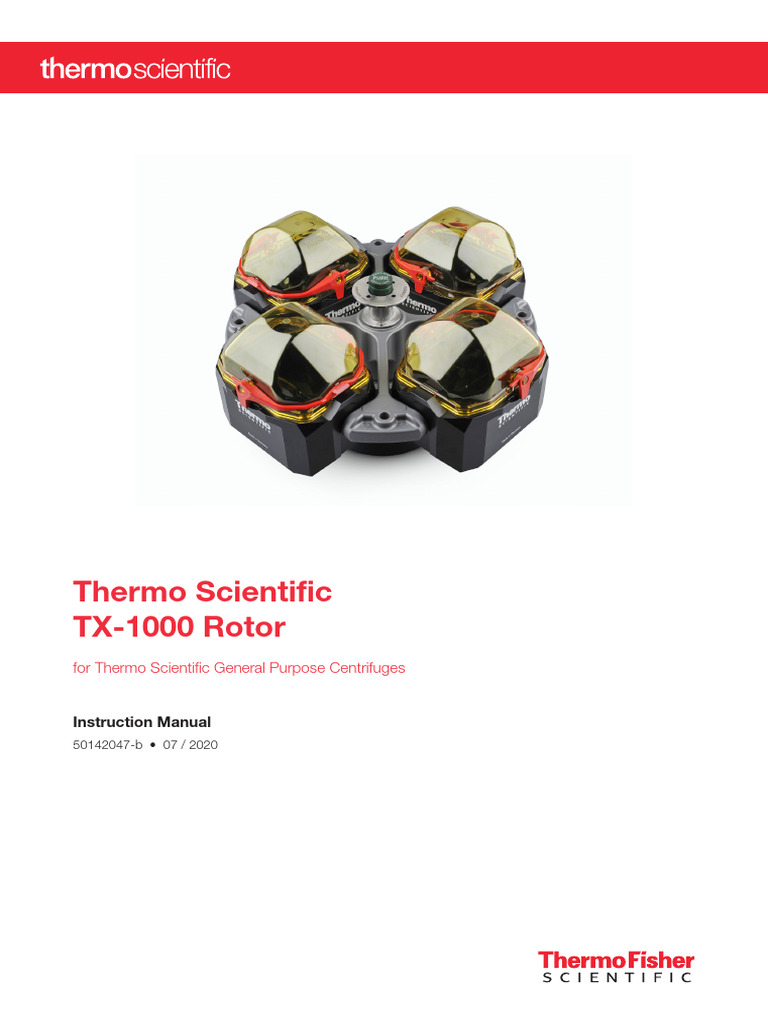 TX 1000 Swinging Bucket Centrifuge Rotor Manual Thermo Fisher ...