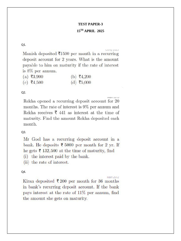 Test Paper 3 - Banking | PDF