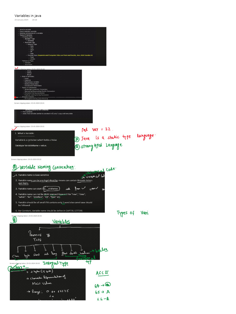 Variables in Java1 | PDF