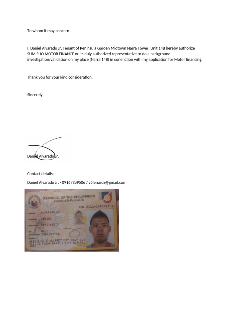 Authorization Letter To Conduct Ci | PDF